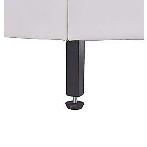 Lostcat Queen Modern Upholstered Faux Leather Platform Bed with LED Light Bed Frame,Strong Wood Slats Support,Wave Like Curve Low Profile Bed Frame for Boys/Girls/Adult Bedroom,Easy Assembly,White