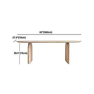 BAYCHEER Modern Solid Wood Top Oval Dinette Table Wood Base Dining Table for Living Room - Natural Wood 63" L x 27.6" W x 29.5" H (Table Only)