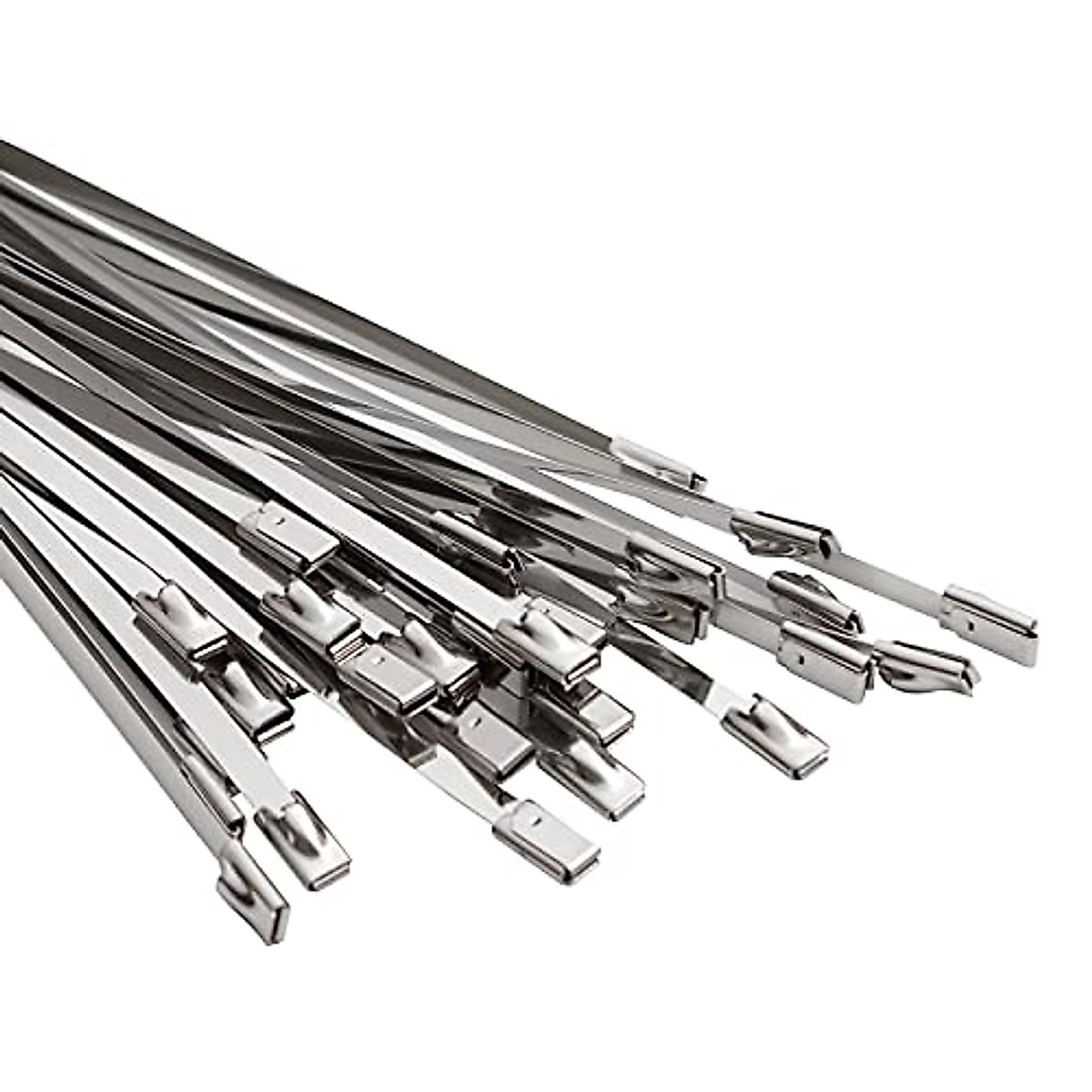 OFFO Metal Zip Ties 15.8 Inch Premium Heavy Duty Stainless Steel Wire Multifunctional Locking Exhaust Wrap Flexible Durable 30 Pcs