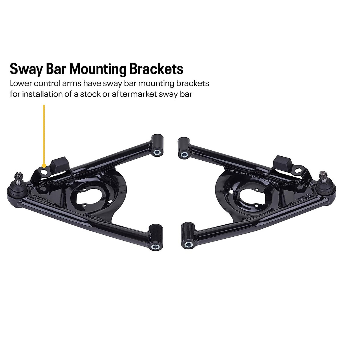 1970-81 Camaro Upper and Lower Tubular Control Arms, Black, Set