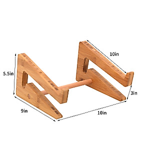 MOYUART Laptop Stand, Wooden Vertical Laptop Stand for Desk, Bamboo Laptop Stand Compatible with MacBook Air Pro/Dell XPS/Surface pro/HP/Pixelbook/Lenovo, More Laptops 11-15inch