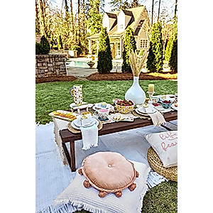 Mud Pie Round Velvet Pillow, 1 Count (Pack of 1), Pink