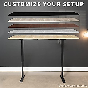 VIVO Electric Stand Up Desk Frame Workstation with Rear-Set Legs, Frame Only, Single Motor Ergonomic Standing Height Adjustable Base with Memory Controller, Black, DESK-100E-RB