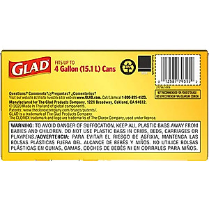 GLAD Small Kitchen Trash Bags, - 4 Gallon Trash Bag for Kitchen, Lemon Fresh Bleach Scent, Odor Eliminator, Leak Protection, 80 Count