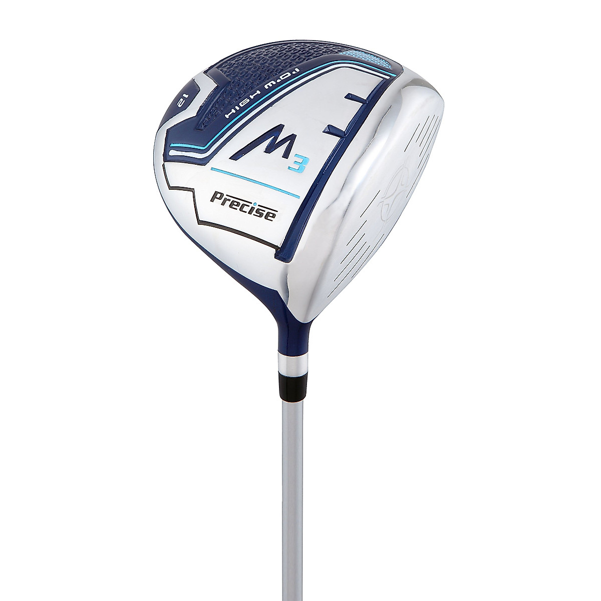 Precise M3 Petite Women's Right Handed Golf Club Set includes 12* Driver, 3 Wood, 21* Hybrid, 7-9 Cavity Back Irons, Pitching Wedge, Putter, Deluxe Stand Bag & 3 Headcovers, Stylish Lite Blue