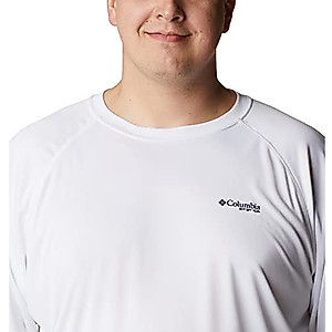 Columbia Men's Terminal Tackle Long Sleeve Fishing Shirt, White/Nightshade Logo, Medium