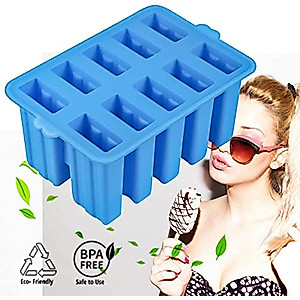 Silicone Popsicles Molds,Popcylce Molds,Food Grade Reusable Popsicle Molds for Kids,Homemade Popsicles Molds,Ice Cream Mold,Ice Pop Molds Maker with Popsicle Stick,Popsicle Bag,Funnel (Blue)