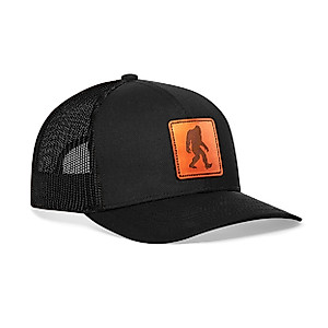 HAKA Bigfoot Hat Camping Hat – Mesh Outdoors Trucker Hat for Men & Women, Adjustable Snapback Baseball Cap, Golf Hat - Leather Black