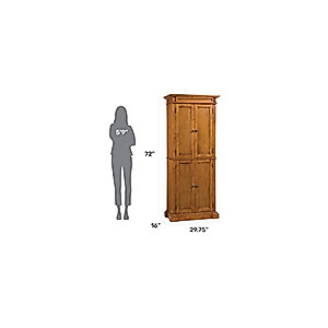 Homestyles Storage Pantry with Drawer and Adjustable Shelves 72 Inches High by 30 Inches Wide Distressed Oak