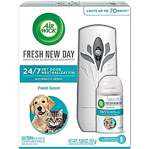Air Wick Automatic Air Freshener Spray Starter Kit (Gadget + Refill), Pet Fresh Scent, Essential Oils, Odor Neutralization