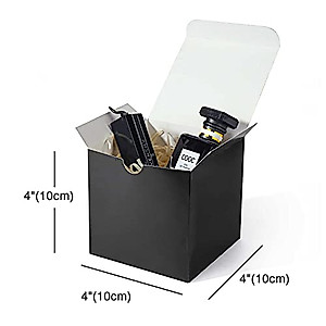 opaprain 4x4x4 inch 50 pack small black gift box with lid, DIY made easy assemblely gift box for weddings, birthday parties, holiday celebrations