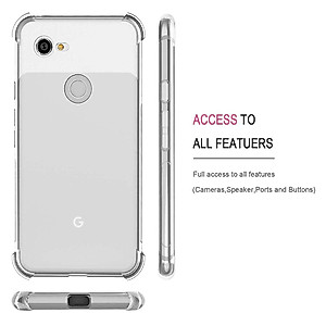 Google Pixel 3 XL Clear Shock Proof Case with 4 Reinforced Corner Cushions Soft TPU Silicone Shock Absorption Bumper Pixel 3XL Cover (Clear)
