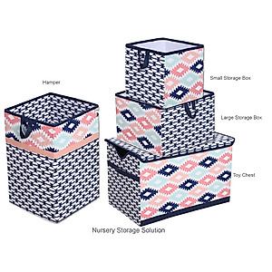 Bacati Aztec Emma Girls Fabric Memory/Memo Photo Bulletin Board, Coral/Mint/Navy