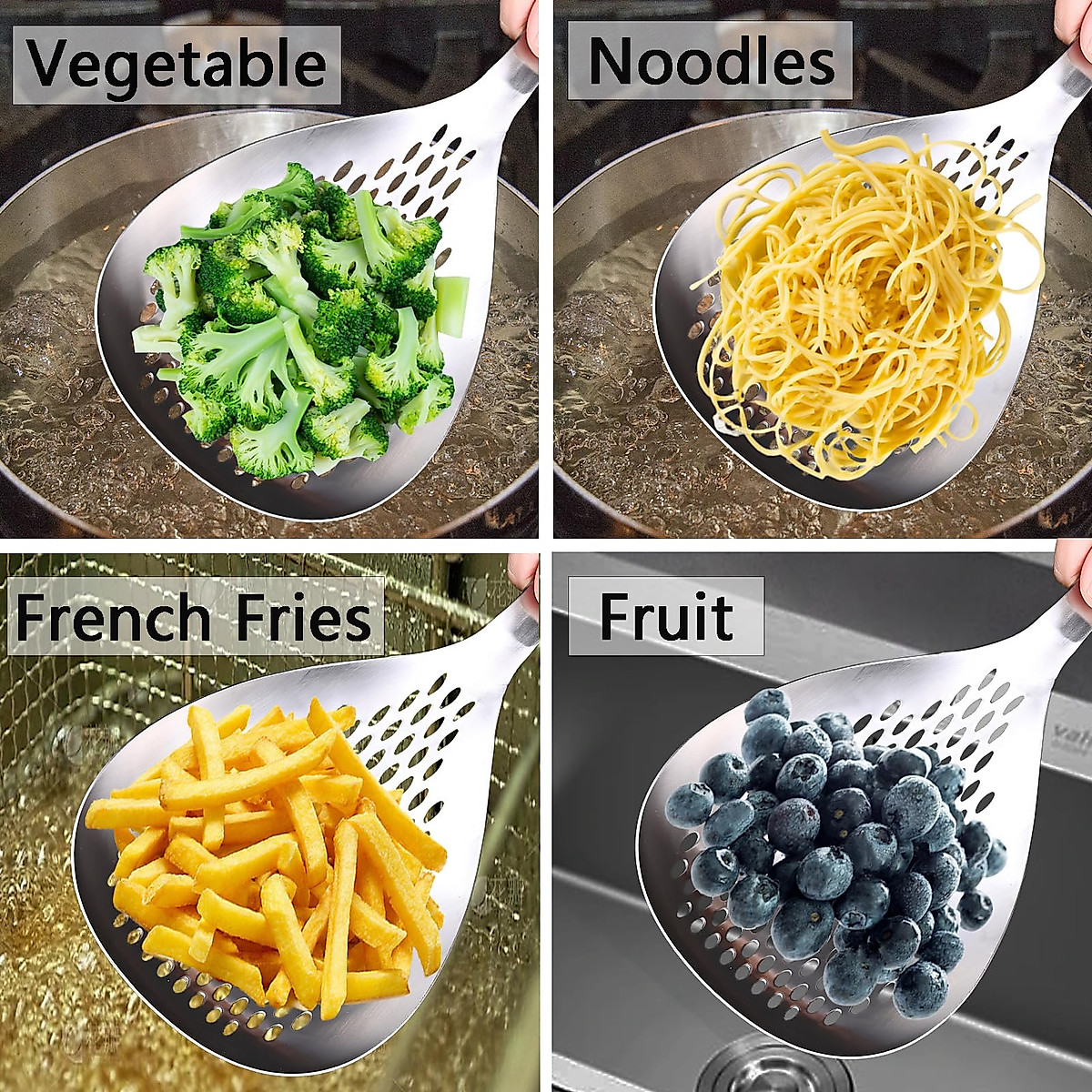 2 Pack Skimmer Slotted Spoon Stainless Steel Strainer Spoon Skimmer Ladle Skimmer Spoon Set Spider Strainer Colander Metal Slotted Spoon Spider Kitchen Utensil for Kitchen Cooking Draining and Frying