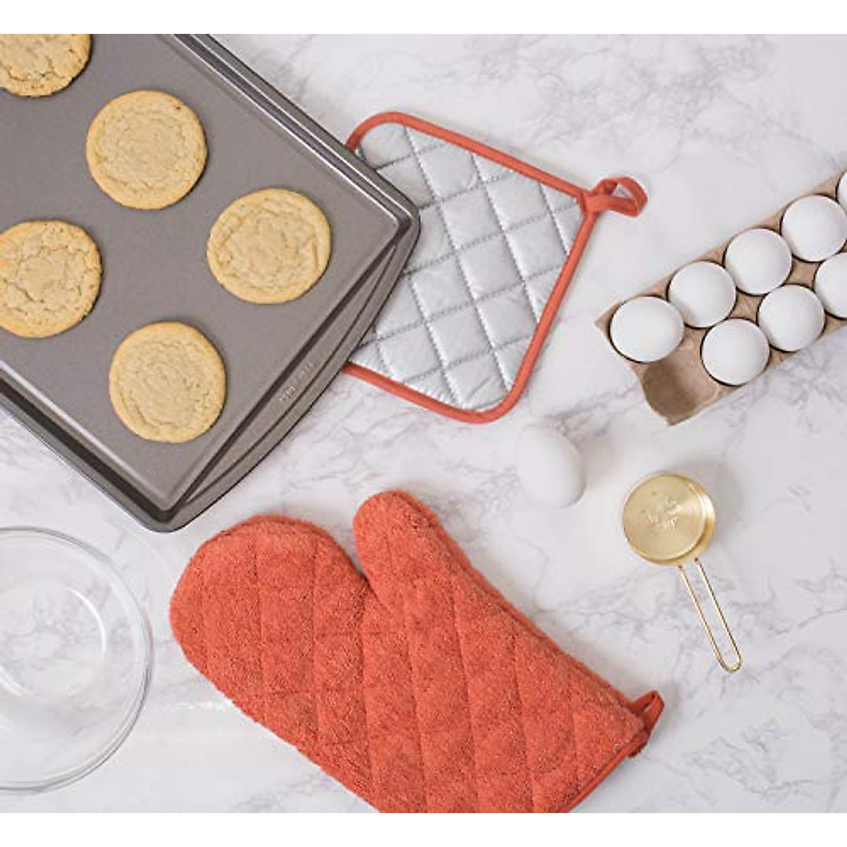 DII Basic Terry Collection Quilted 100% Cotton, Potholder, Spice, 3 Piece