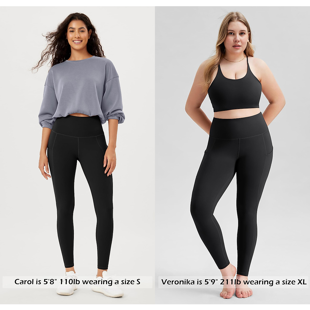 ODODOS Women's High Waisted Full Length Yoga Leggings with Pockets, 28" Inseam Tummy Control Non See Through Workout Athletic Running Yoga Pants, Plus Size, Black, XX-Large