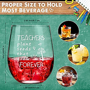 Patelai Teacher Appreciation Gift Teachers Plant Seeds That Grow Forever Wine Glass, Novelty Stemless Wine Glass for Women Friend Coworker, Inspirational Birthday graduation Thank You Gift, 15 Oz