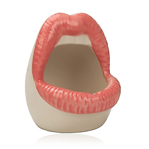 K COOL Creative Ceramics Cigarette Ashtray with Lip Teeth Tabletop Portable Modern Ashtrays for Outdoor Indoor Smoking Ash Tray for Home office Decoration Handmade Gift for Men Women-Pink