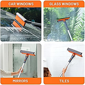 eazer Professional Window Squeegee, 2-in-1 Window Cleaner Tool, Window Washing Kit with Extension Pole(20''-30''), Multi-Use Squeegee for Window Cleaning with Multiple Angles.