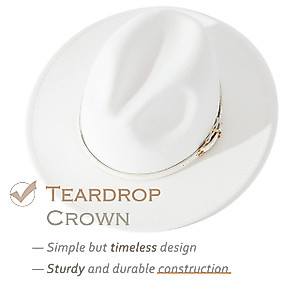 Lisianthus Women White Fedora Wide Brim Panama Hats with Color Belt Buckle (White)