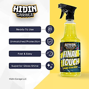 Hidin Garage Ceramic Coating – Premium Final Seal Setting Spray for Cars Wax Enhanced Protection and Deep Gloss Shine Ready to Use Wet Dry Application 16fl. oz (HG-0001-1)