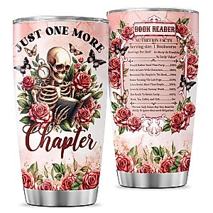 JENOIS Flower Floral Skull, Book Gifts, Tumbler 20 Oz With Lid And Straw, Book Reader Nutrition Facts