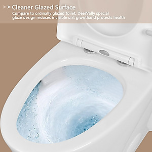 DeerValley Toilet, Elongated One Piece Toilet for Bathrooms, Comfortable Chair Seat Height 17", Dual Power Flush Toilet 1.1/1.6 GPF and MAP 900g, 12'' Rough-In Toilet Bowl