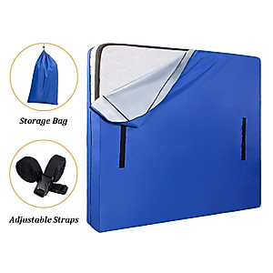 Twin Mattresses Bag for Moving Storage Protector, Waterproof Reusable Mattress Cover with Heavy Duty 8 Handles Water Resistant Zipper Closure and 2 Adjustable Straps, Bright Blue