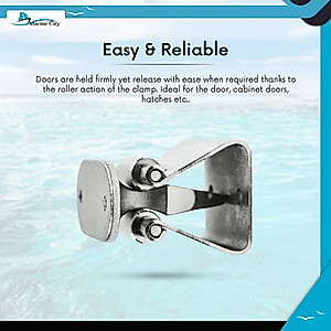 MARINE CITY Stainless Steel Gloss Polished Smooth Finish Strong Door Stopper Catch and Holder for Boats - RVs – Marines - Bedroom Doors - Home - Hardware Accessories (Height: 1-5/8 Inches) (1 Pcs)