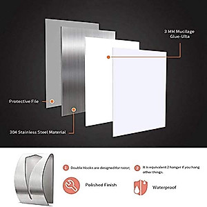 DAOB Towel Hangers Towel Hooks Self Adhesive Towel Holder Stainless Steel Wall Hanger Towel Hooks for Bathroom Kitchen(2PCS)