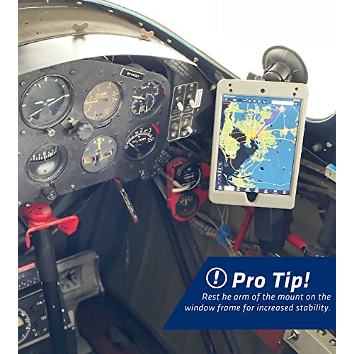PIVOT Single Suction Cup Mount - Curved Arm - Supports Multi-Angle Display and Viewing - for Professional Pilots, General Aviation