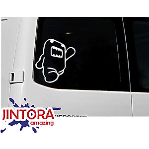 JINTORA Sticker - Decal - JDM - Die Cut - Domo Kun in Progress - Fish - 107x99 mm - JDM - Die Cut - Car - Truck - Bus - Window - Laptop - Coach - Rear Window - White