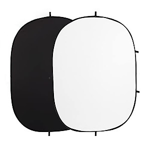 FOTOCREAT-5x6.5ft(1.5x2m) Black/White Double-Sided Pop-Up Collapsible Backdrop -Reflector Photo Backdrop Background for Video & Photo