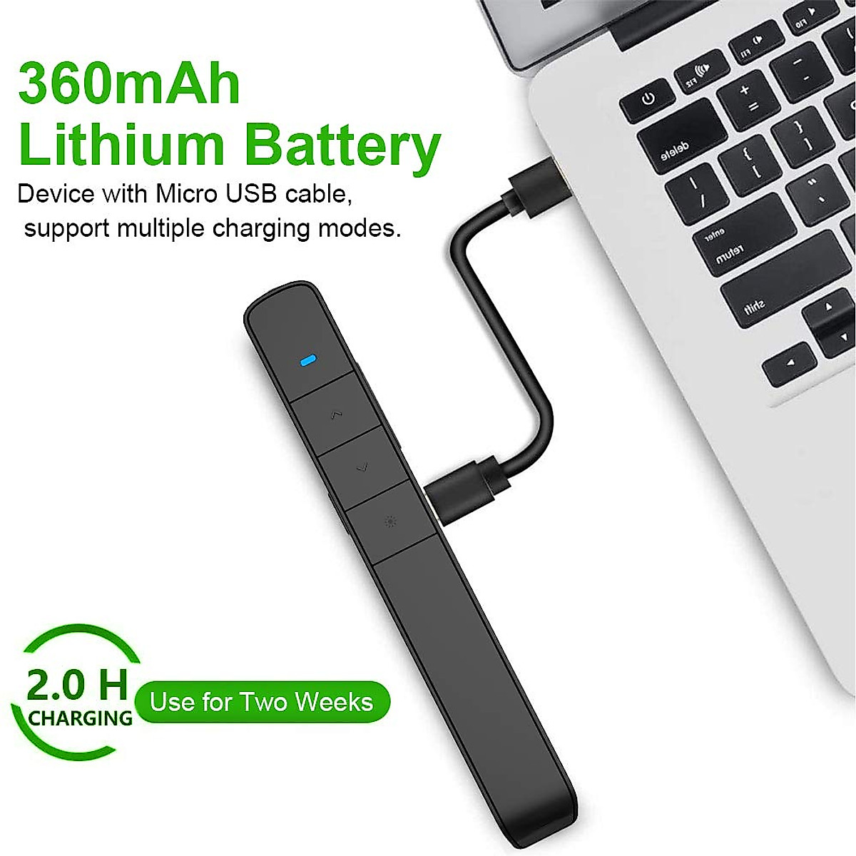 Norwii Presentation Clicker Green Light Pointer USB Rechargeable Wireless Presenter PowerPoint Clicker Hyperlink Presentation Remote Control Slide Advancer RF 2.4GHz for Keynote/Mac/PC/Laptop …