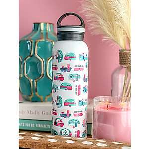 Biddlebee 25oz Insulated Water Bottle with Chug Cap & Built-In Carry Handle | Designer Printed Stainless Steel Water Bottles w/Leakproof Lid | Keeps Drinks Hot or Cold for Hours | Gifts for Women