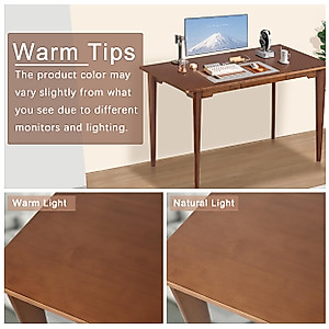 Maydear 47" Bamboo Multipurpose Study Writing Desk with Drawer, Modern Simple Computer & Laptop Table Dining Table for Bedroom, Living Room, Home and Office, Kitchen，Walnut