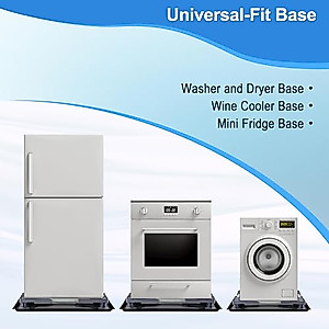 Saillong Mini Fridge Stand with Drip Pan, Universal Stand Base Adjustable Refrigerator Stand with 4 Strong Feet, 21 x 20 Inch (ID) Washing Machine Drain Pans for Washer and Dryer Pedestal