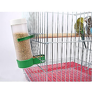 shangboyi Bird Water Dispenser, Automatic Plastic Seed & Water Dispenser, Tube Water Feeder for Parrot Canaries Finches Budgie (Middle Size: 90ml)