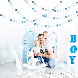 Light-Baby Dusty-Blue White Party-Decoration Garland - 52ft Baby Boy Shower Birthday Streamers,Graduation Bachelorette Bridal Christmas Banner Decor Lasting Surprise