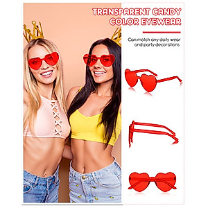 TOODOO 14 Pairs Heart Shaped Sunglasses for Women Girls Heart Sunglasses Rimless Transparent Glasses Bulk for Party Favors(Red)
