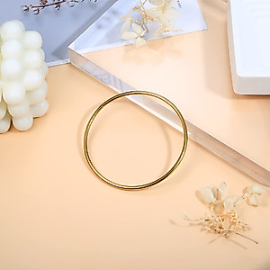 YADOCA 3mm 14K Gold Plated Bracelet Stainless Steel Glossy Thin Round Bangle Bracelet for Women Oval Solid Stackable Bracelets Set