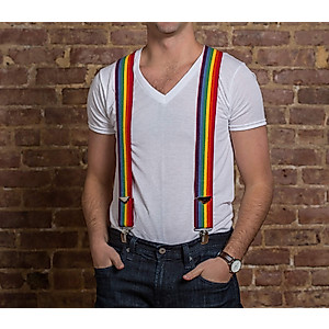Jackster Rainbow Suspenders X-back adjustable with strong Jumbo clips 2" wide