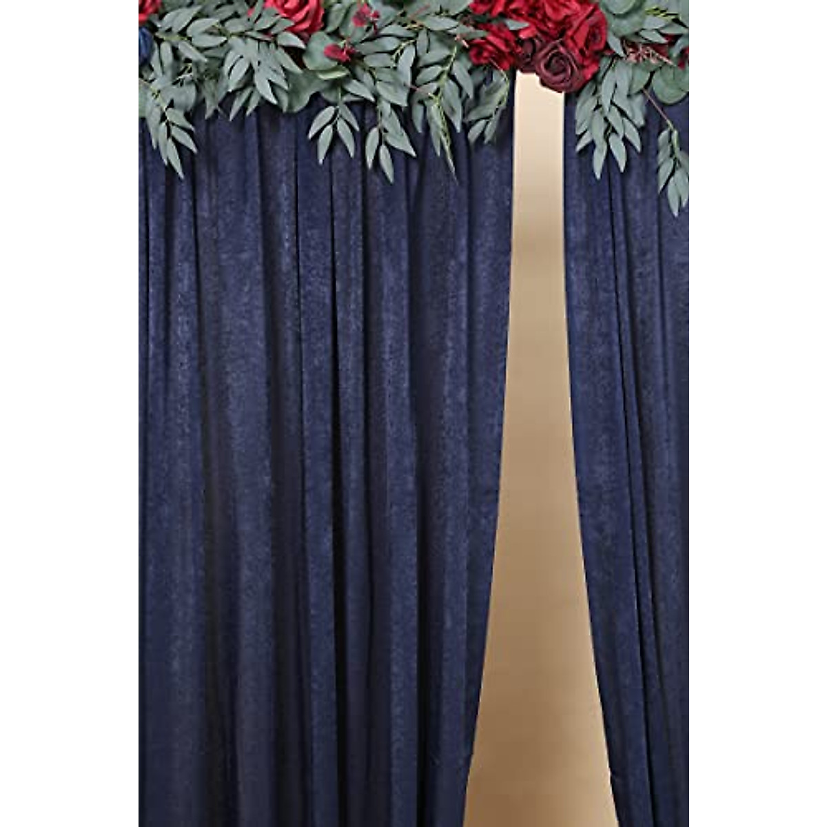 Cytdkve 2 Panels 4.8 Feet x 10 Feet Navy Blue Velvet-Like Wedding Backdrop Curtain Drapes, Silky Soft Window Curtains Panels for Wedding Ceremony Birthday Party Decorations
