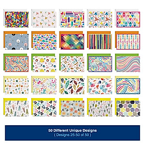 Dessie 50 Different Blank Cards With Envelopes - 4x6 Inch Blank Greeting Cards w/Colored Envelopes & Gold Seals. Colorful Designs - No Repetition. All Occasion Note Cards with Envelopes Set