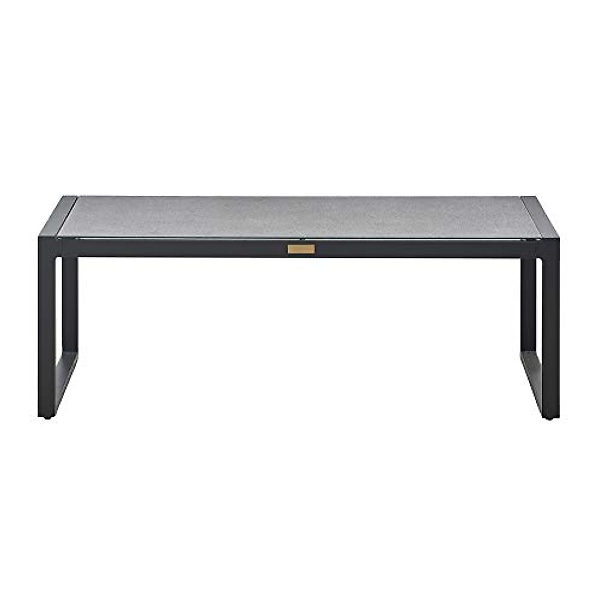Tommy Hilfiger Hampton Modern White Mesh Outdoor Patio Furniture Collection Gunmetal Frame, Coffee Table, Gray