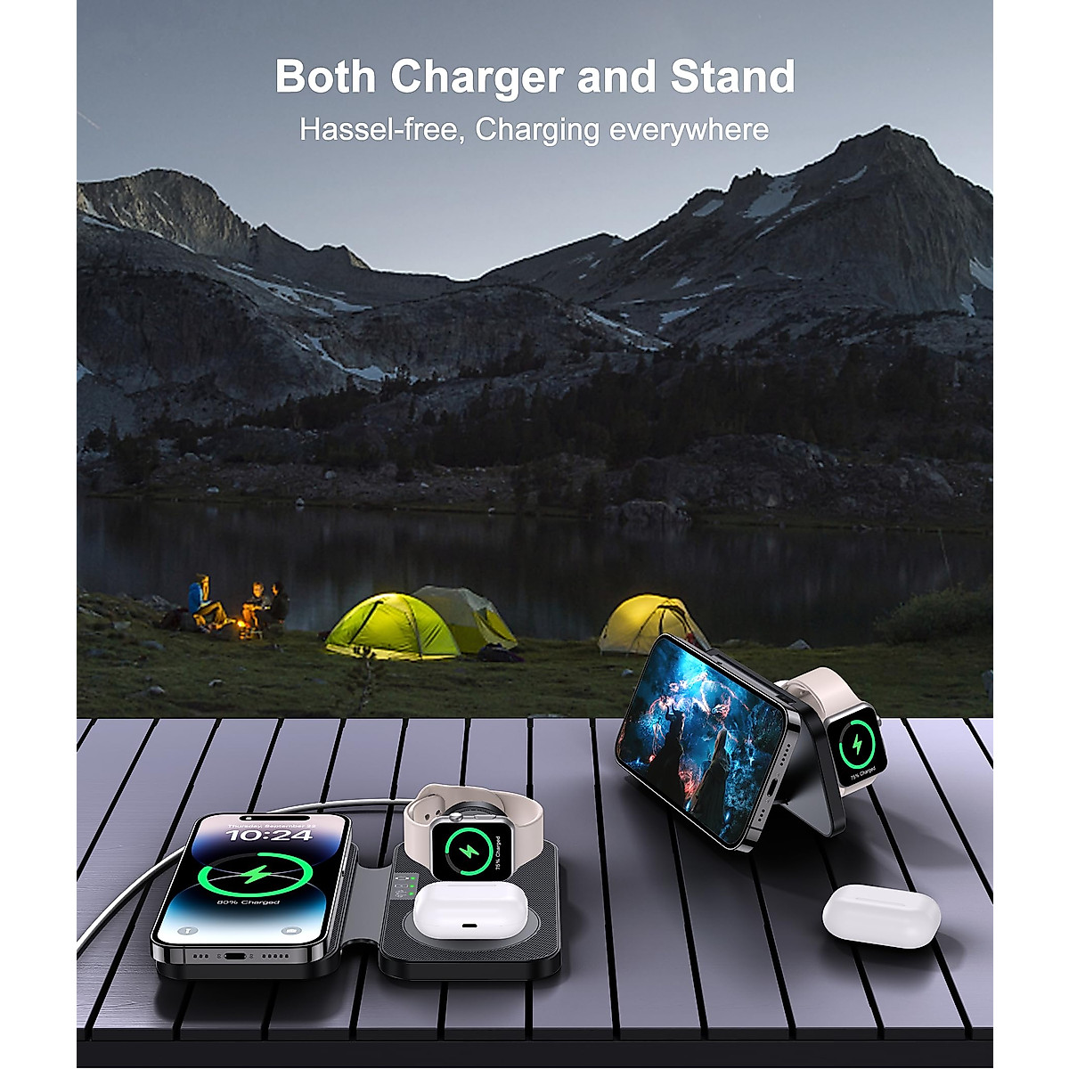 3 in 1 Charging Station for Multiple Devices Apple, XooFly Wireless Magnetic Travel Charger for Multiple Devices, Phone Charger Pad for iPhone 15 14 13 12 Pro Max Plus Mini, iWatch, Wireless Earbuds