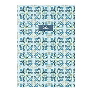 Letts Morocco Weekly/Monthly Planner, 12 Months, January to December, 2024, Sewn Binding, A5 Size, 8.25" x 5.875", Multilingual, Sky (C082391-24)