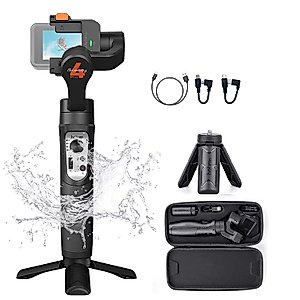hohem iSteady Pro 4 Gimbal Stabilizer Compatible for GoPro 11/10/9/8/7 Insta360 One R DJI OSMO Action,3-Axis Action Camera Gimbal with Splash Proof 14H Battery Video Stabilizers