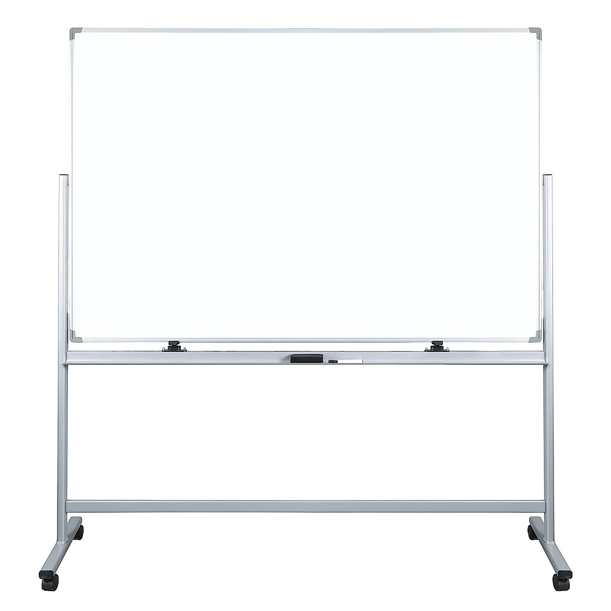 WorkPro® Double-Sided Mobile Magnetic Dry-Erase Whiteboard Easel, 72" x 48", Aluminum Frame With Silver Finish