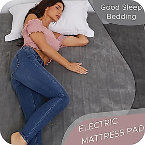 Heated Mattress Pad Queen Size 60"x80", 5 Heating Levels Dual Control with 10 Hours Auto-Off, Warming Bed, Fast Heating Electric Mattress Pad, Grey